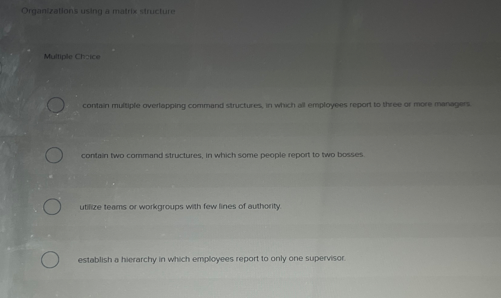 Solved Organizations using a matrix structureMultiple | Chegg.com