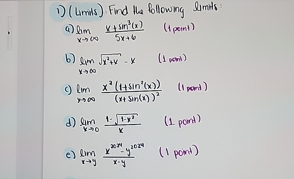 Solved Limits Find The Following