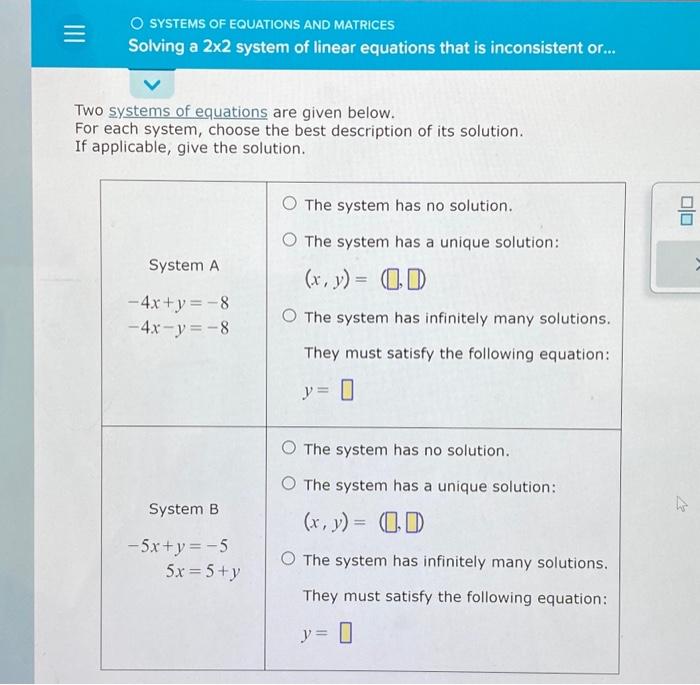 Solved SYSTEMS OF EQUATIONS AND MATRICES Solving a 2×2 | Chegg.com