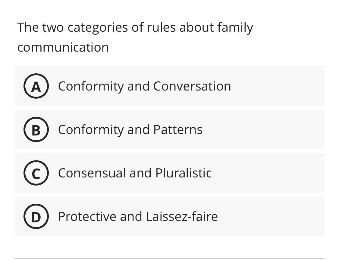 Solved The two categories of rules about family | Chegg.com