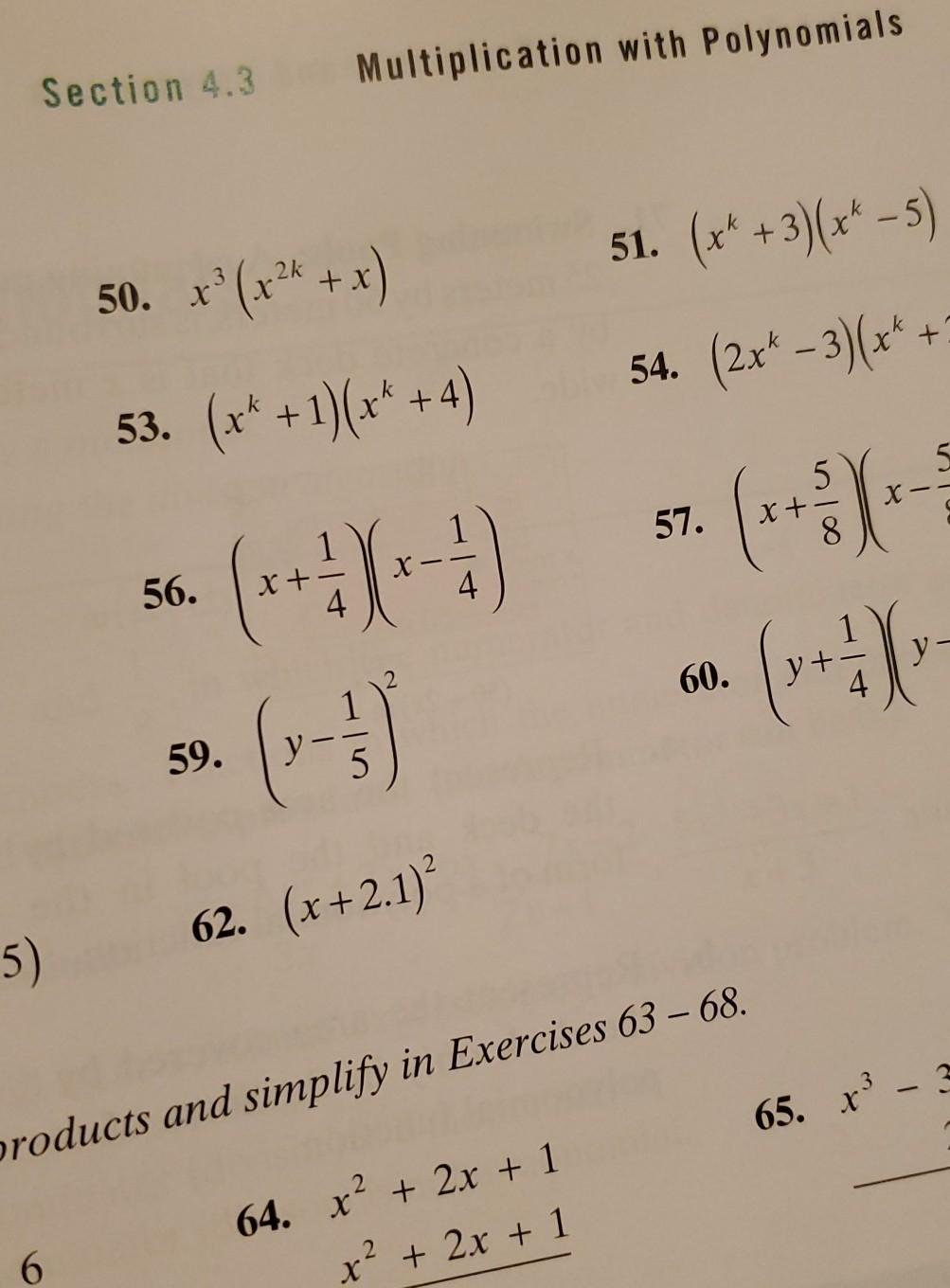 Solved Multiplication with Polynomials Section 4.3 51. (x* | Chegg.com