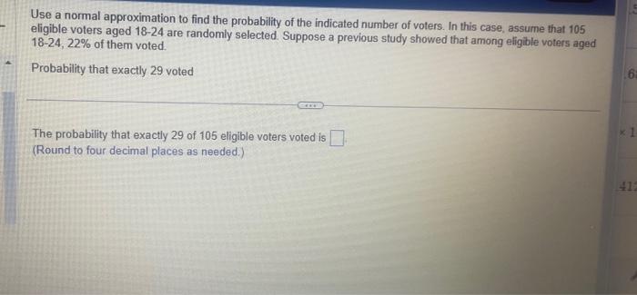 Solved Use normal approximation to find the probablity of | Chegg.com