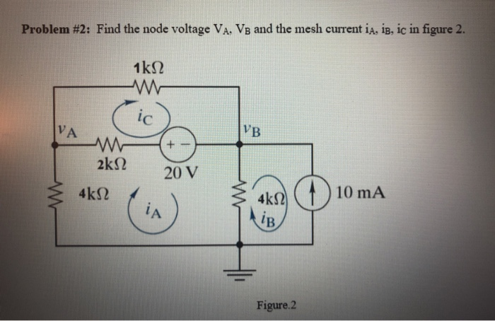 Solved Problem #2: Find the node voltage VA, Vs and the mesh | Chegg.com