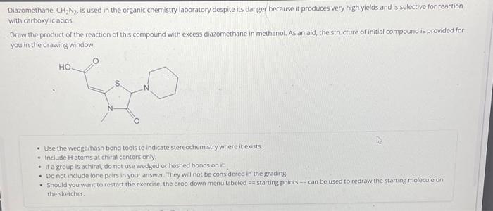Solved Diazomethane, CH2 N2, is used in the organic | Chegg.com
