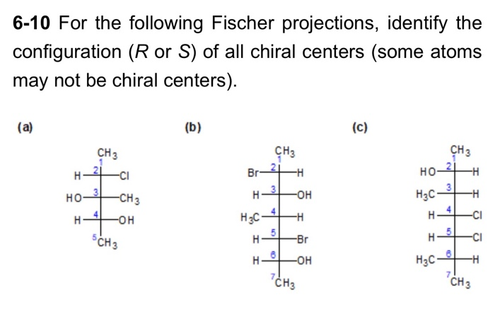 Solved 6-10 For the following Fischer projections, identify | Chegg.com