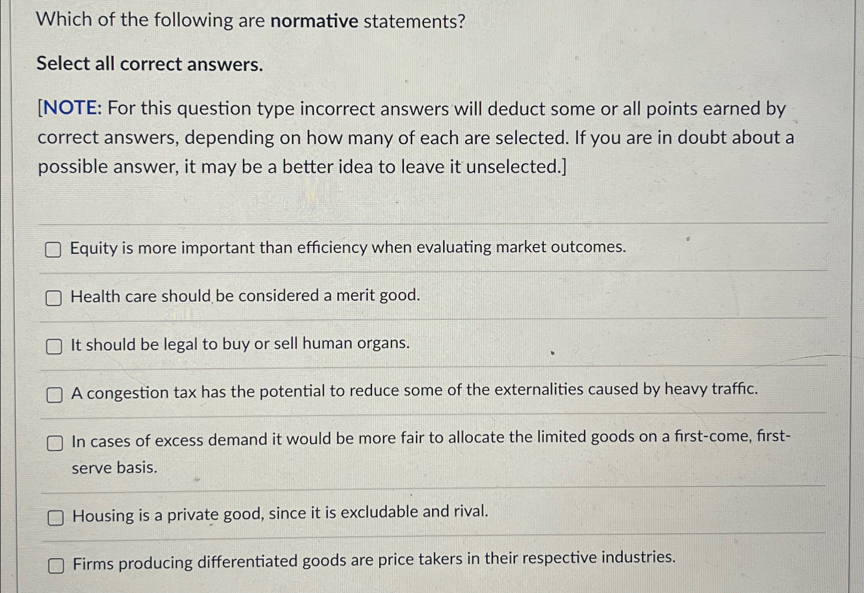 Solved Which of the following are normative | Chegg.com