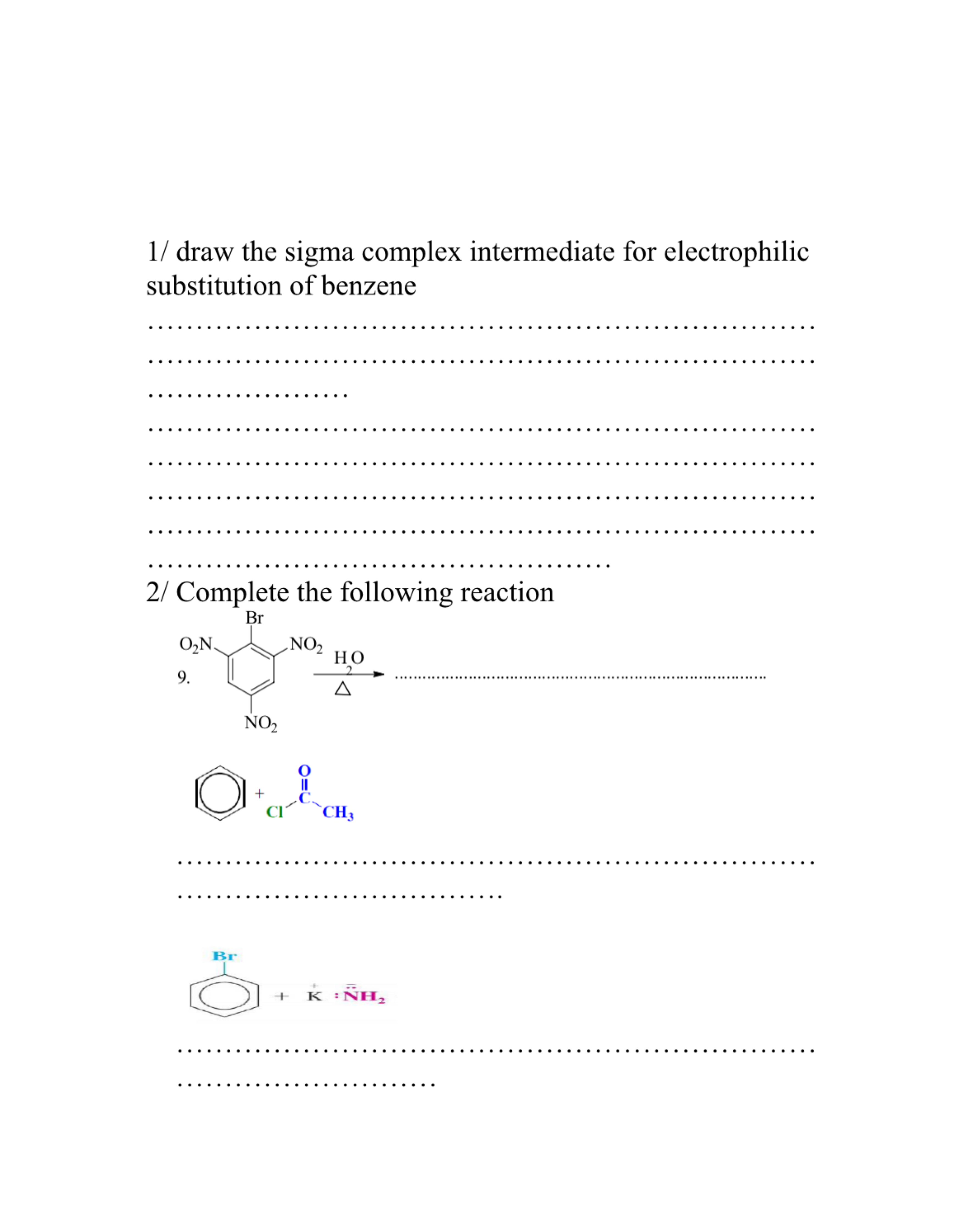 Solved 1/ ﻿draw the sigma complex intermediate for | Chegg.com
