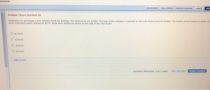 Solved ignment CALCULATOR FULL SCREEN PRINTER VERSION BACK | Chegg.com