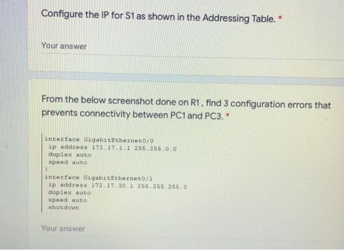 Solved Consider the below topology and addressing table PC3 | Chegg.com