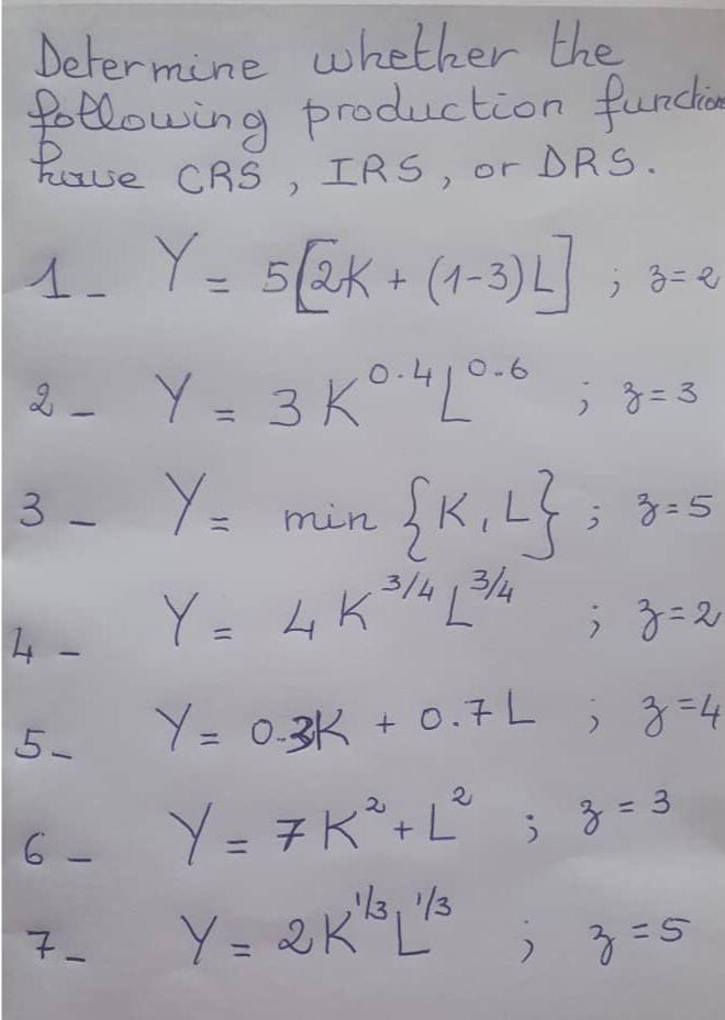 Solved Its a intermediate macroeconomic's exercise Determine | Chegg.com
