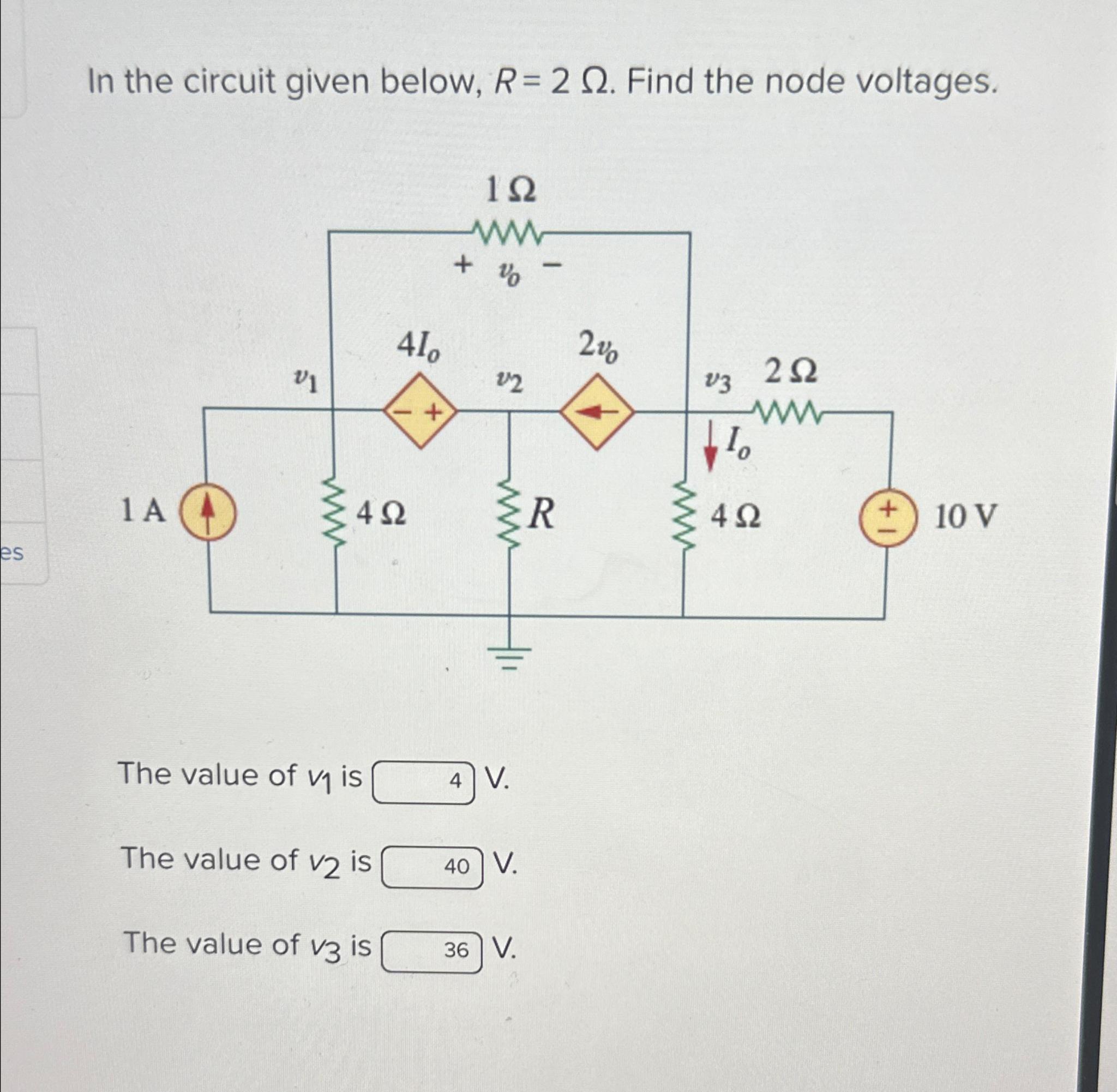 Solved In the circuit given below, R=2Ω. ﻿Find the node | Chegg.com