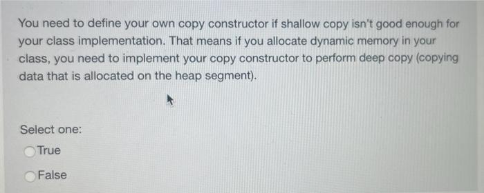 Solved You need to define your own copy constructor if | Chegg.com