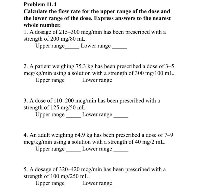 Solved Problem 11.3 Calculate the mcg/min dosage, rounding | Chegg.com