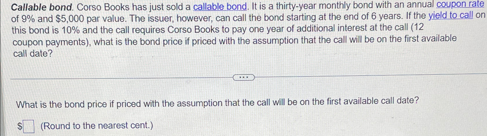 Solved Callable bond. Corso Books has just sold a callable | Chegg.com