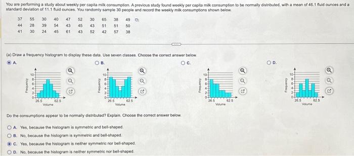 Solved (a) Draw a frequency histogram to display these data. | Chegg.com