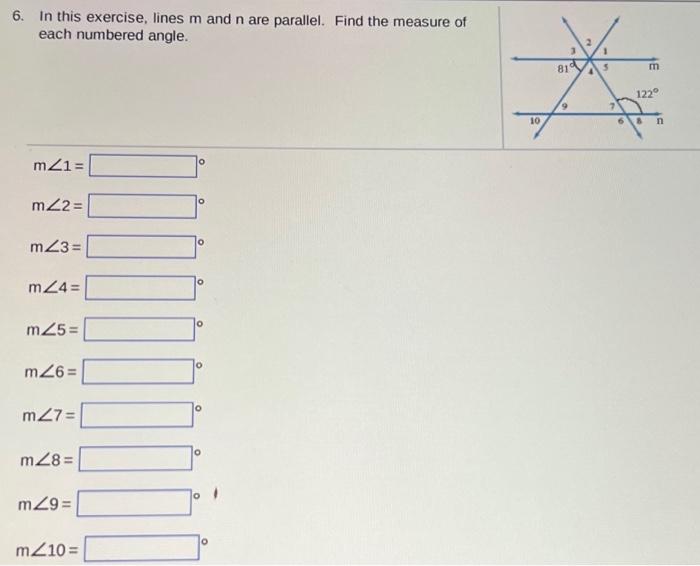 Solved 6. In this exercise, lines m and n are parallel. Find | Chegg.com