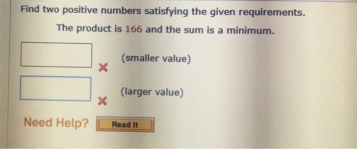 Solved Find two positive numbers satisfying the given | Chegg.com