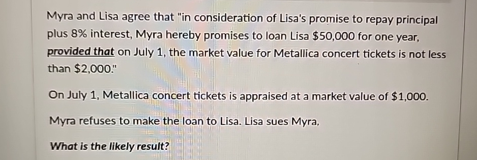 Solved Myra and Lisa agree that "in consideration of Lisa's | Chegg.com