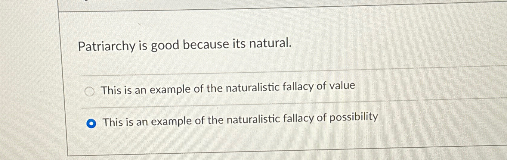 Solved Patriarchy is good because its natural.This is an | Chegg.com