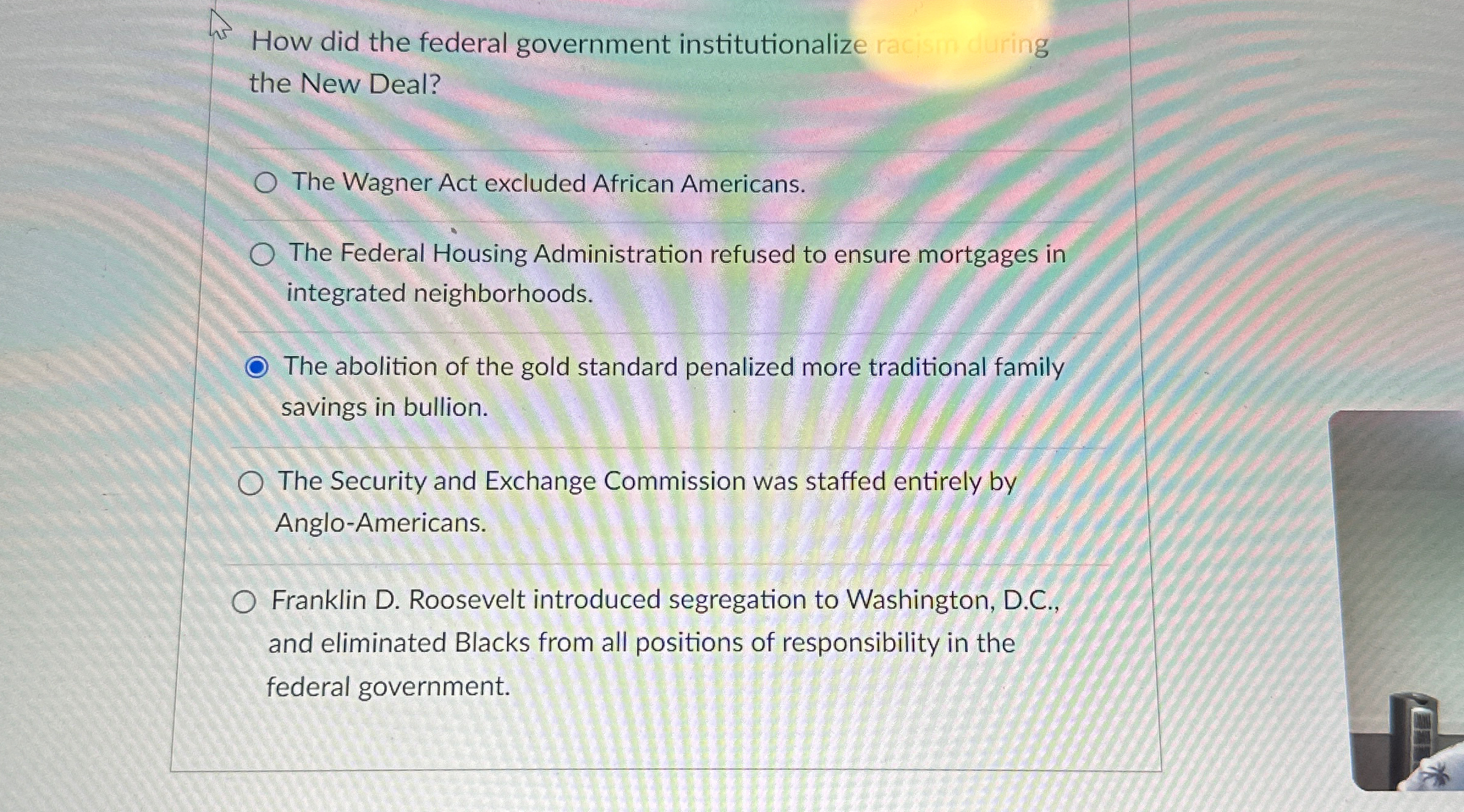 Solved How did the federal government institutionalize the | Chegg.com