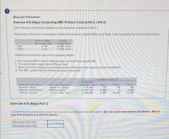 Solved Required information Exercise 4-8 (Algo) Computing | Chegg.com