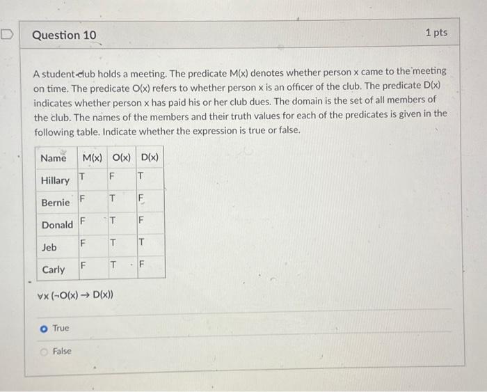Solved In the following question, the domain of discourse is | Chegg.com