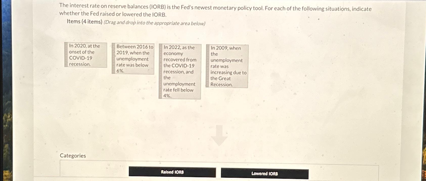 Solved The interest rate on reserve balances (IORB) ﻿is the | Chegg.com