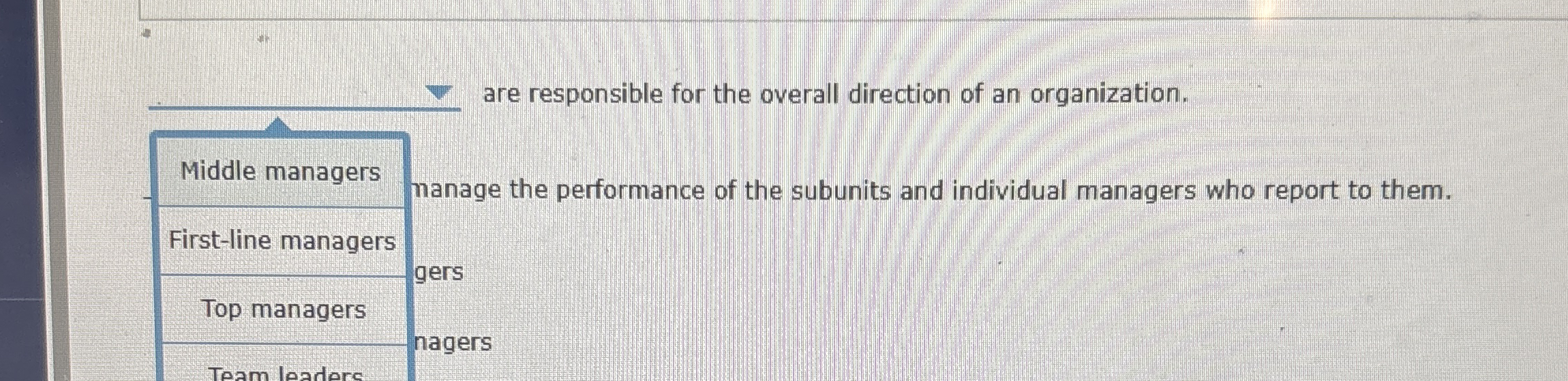 q, ﻿are responsible for the overall direction of an | Chegg.com