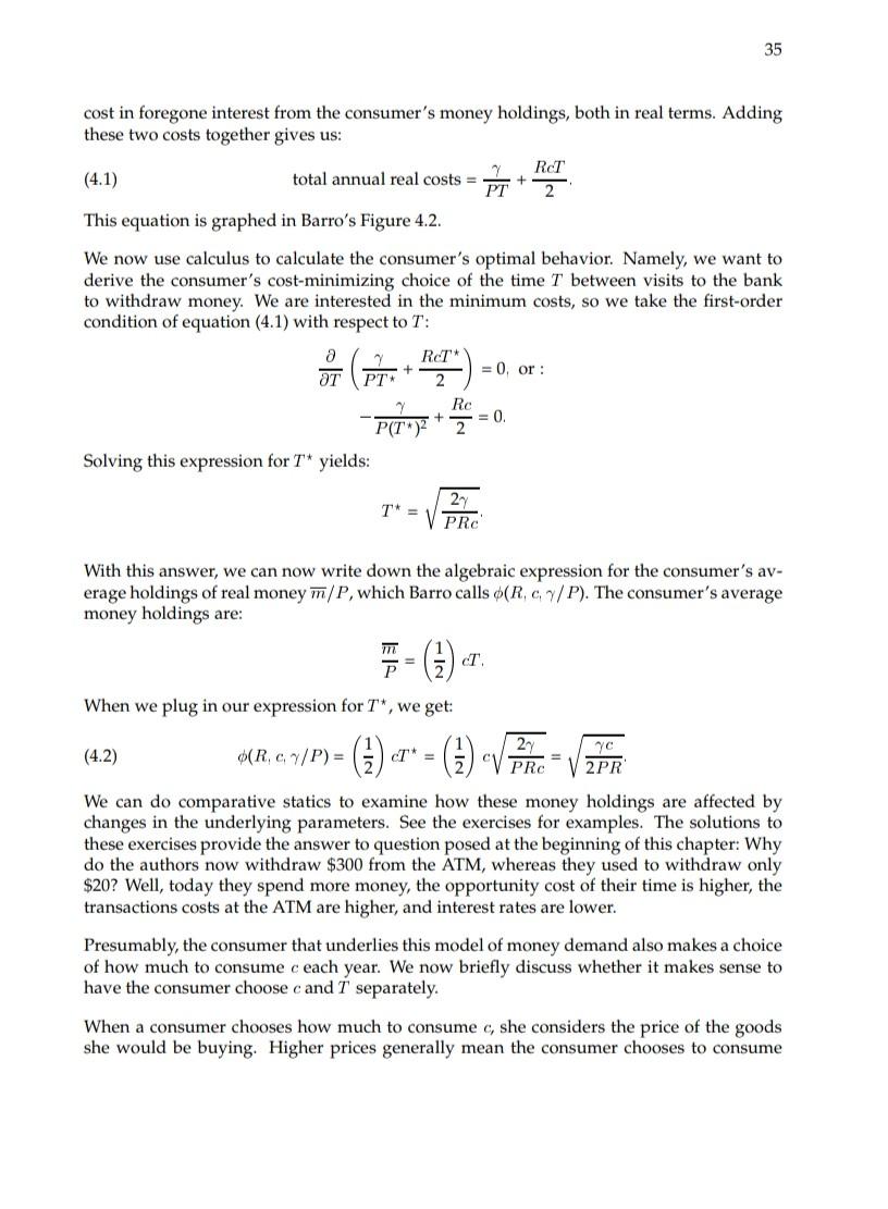 Solved 35 cost in foregone interest from the consumer's | Chegg.com