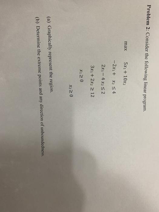 Solved Problem 2: Consider the following linear program. max | Chegg.com