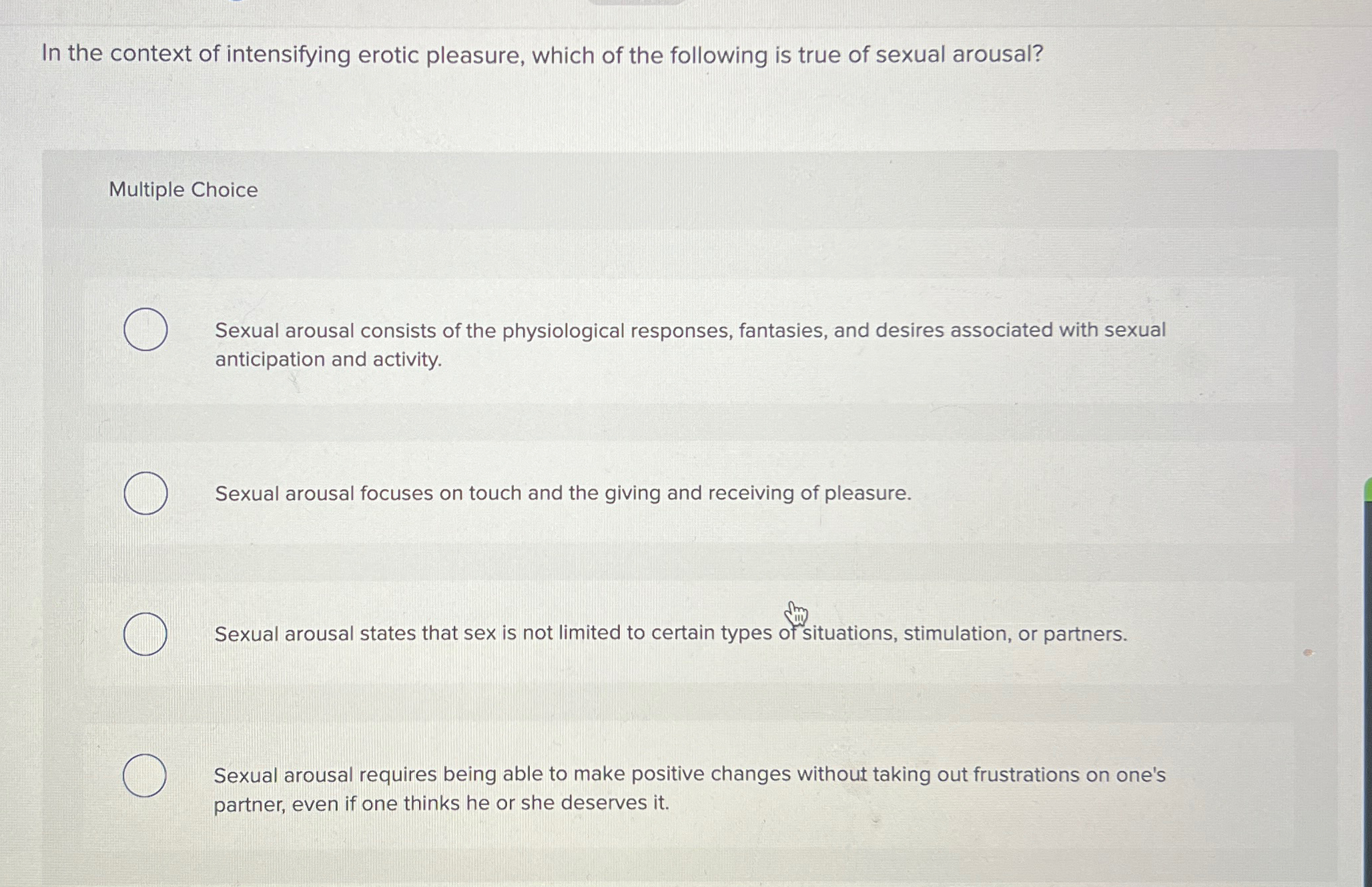 In the context of intensifying erotic pleasure, which | Chegg.com