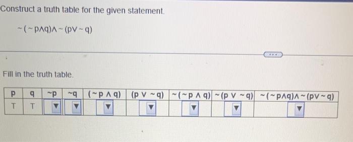 Solved Construct A Truth Table For The Given Statement