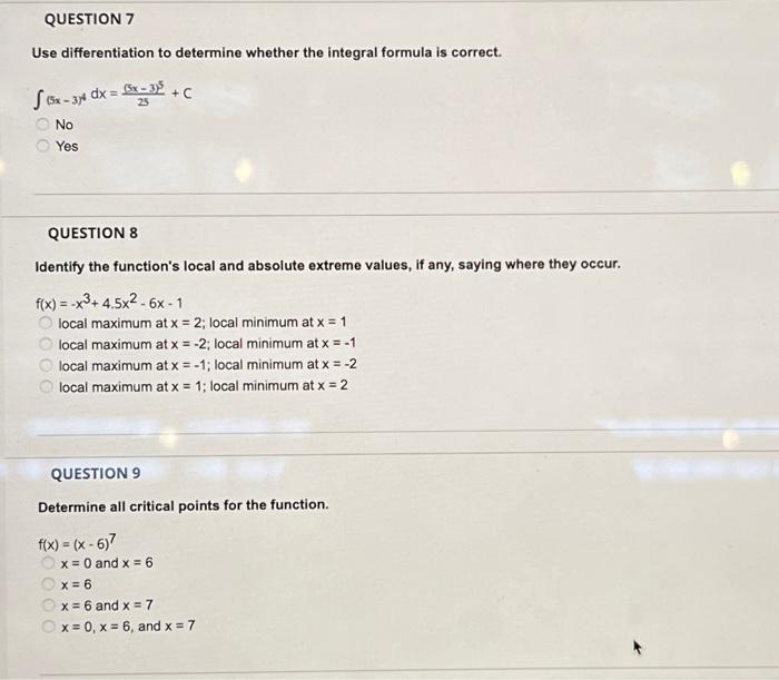 Solved Use differentiation to determine whether the integral | Chegg.com