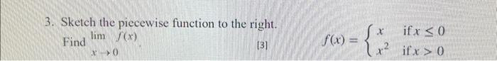 Solved ch the piecewise function to the right. limf(x) x→0 | Chegg.com