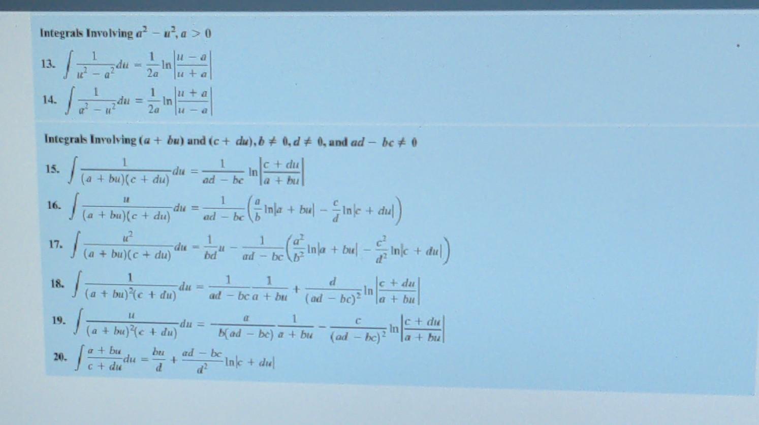 Solved Find indefinite integral by Using talde II | Chegg.com