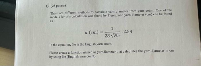 Solved There are different methods to calculate yarn | Chegg.com