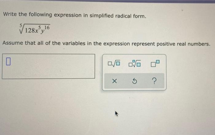 Solved Write the following expression in simplified radical | Chegg.com