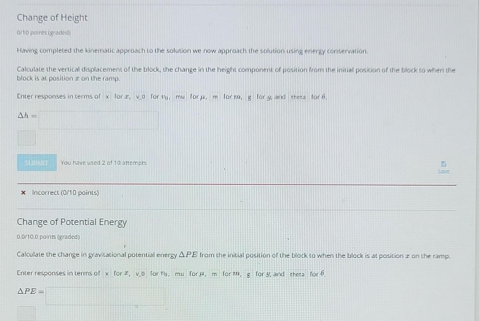 Solved H: Block on Ramp w Friction - Kinematics and Energy A | Chegg.com