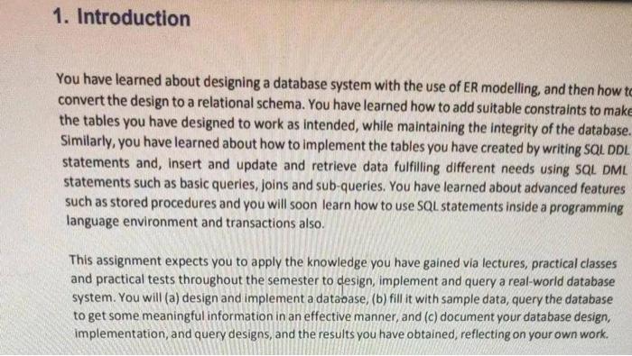 Solved 2. Implementing the database: [10 marks] a. Looking | Chegg.com