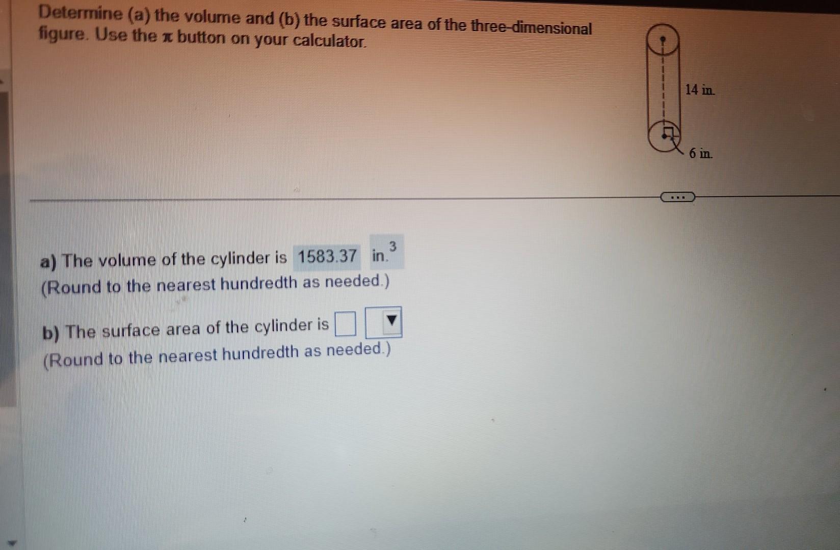 Solved Determine (a) the volume and (b) the surface area of | Chegg.com