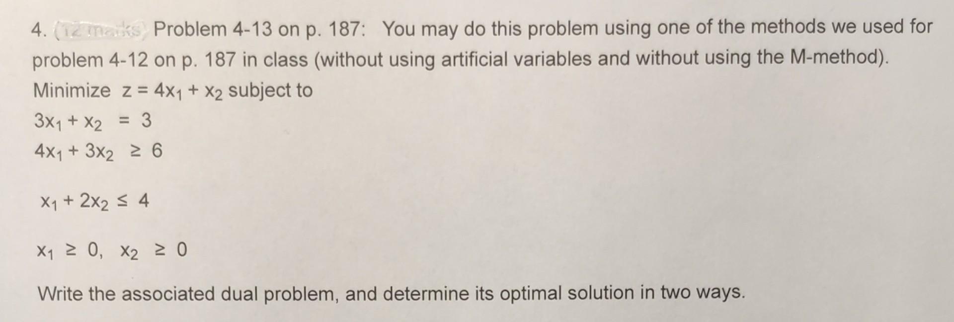 Solved 4. (ic the its Problem 4-13 on p. 187: You may do | Chegg.com