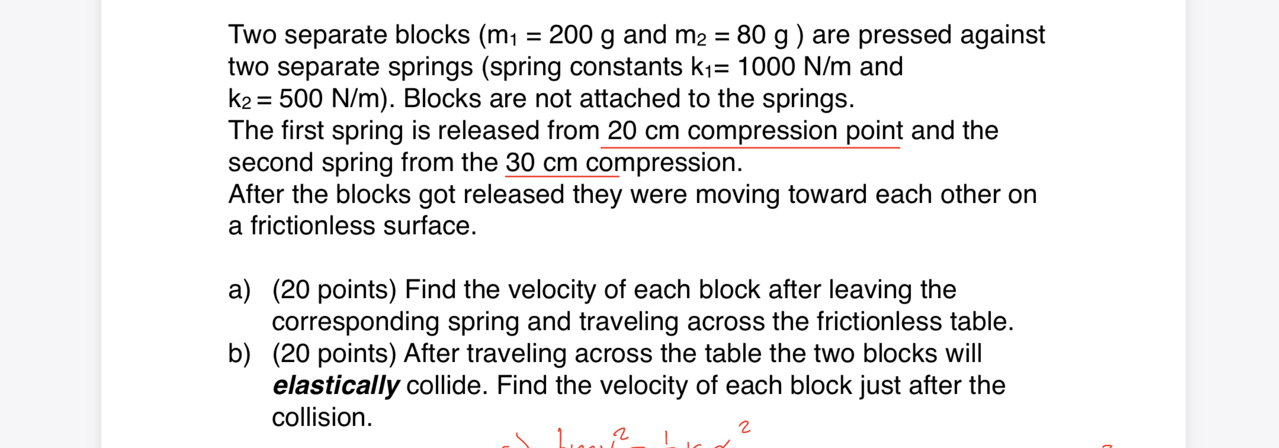 Two separate blocks and {:m2=80(g)) ﻿are pressed | Chegg.com