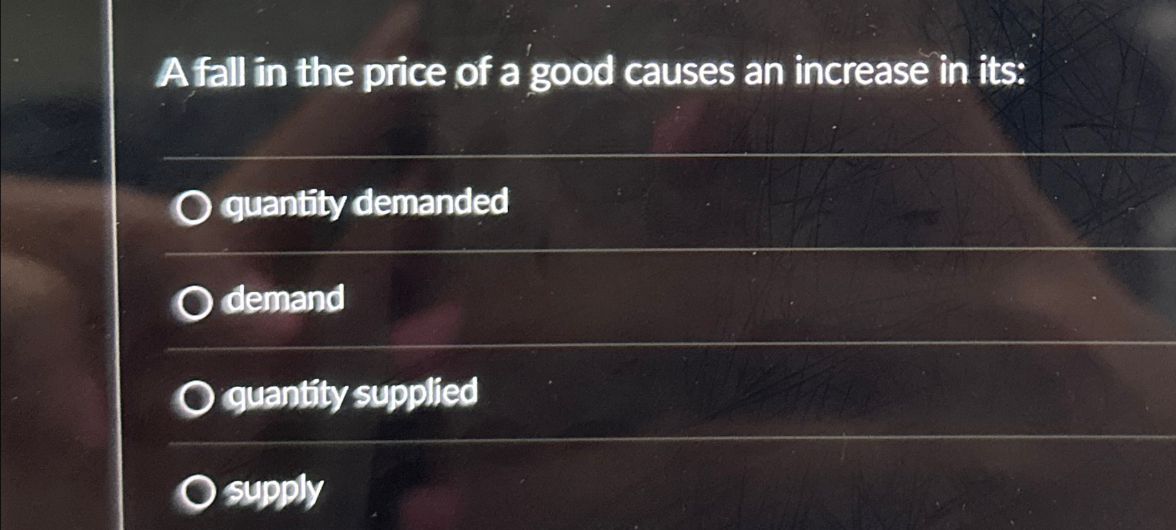 Solved A fall in the price of a good causes an increase in | Chegg.com