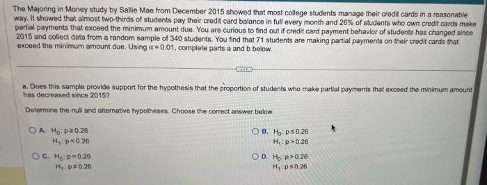 Solved The Majoring in Money study by Sallie Mae from | Chegg.com