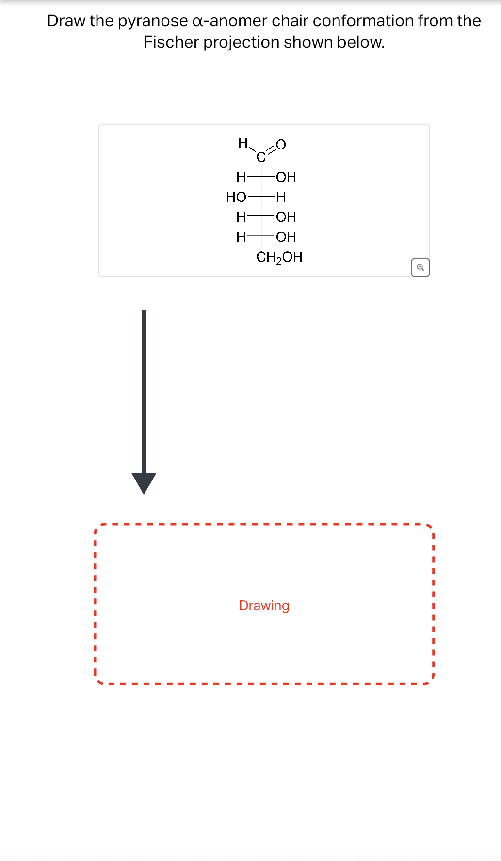 Solved Draw the pyranose α-anomer chair conformation from | Chegg.com