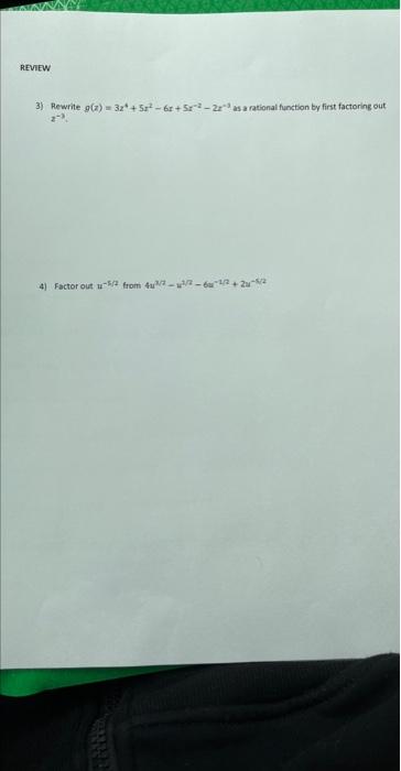 Solved 3.) Rewrite F[x]=3y6+5x−4−6x+5z2−2x−1 an a rational | Chegg.com
