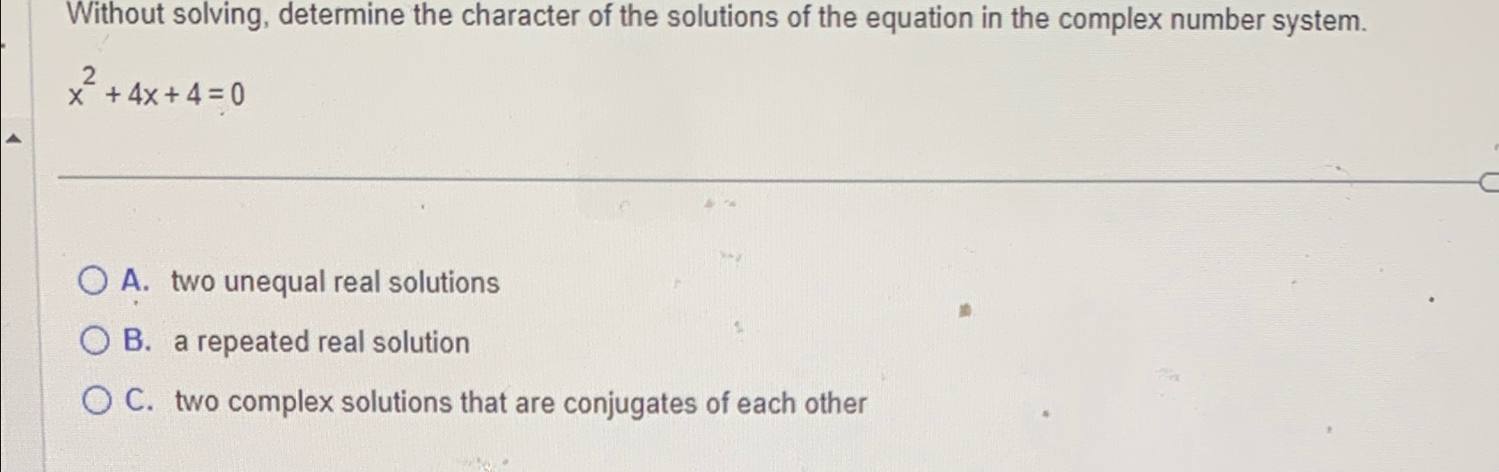 Solved Without solving, determine the character of the | Chegg.com