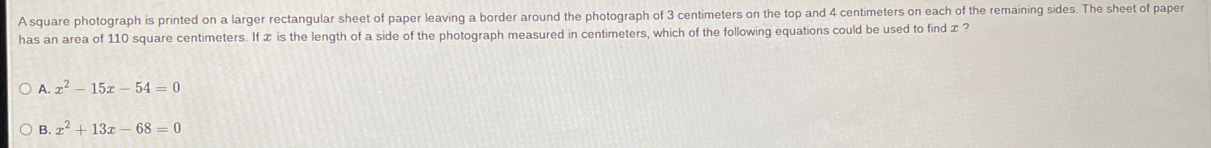 Solved A square photograph is printed on a larger | Chegg.com