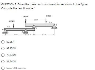 Solved QUESTION 7. Given the three non-concurrent forces | Chegg.com