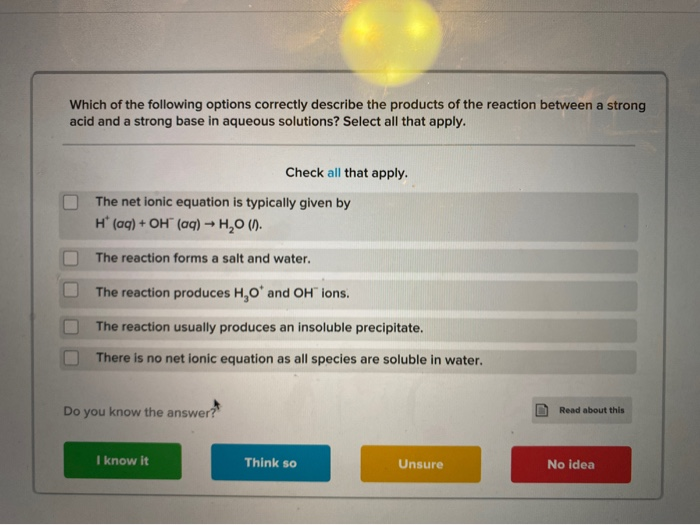 Solved the following options correctly describe the products | Chegg.com